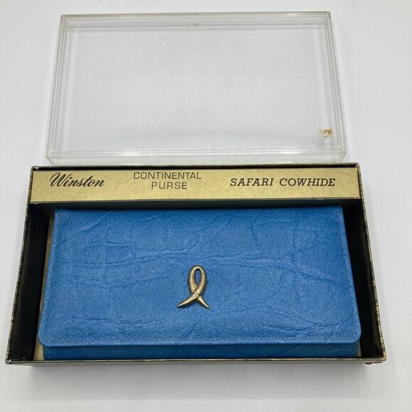 Winston | Bags | Vintage Winston Wallet Blue Safari Cowhide Purse ...